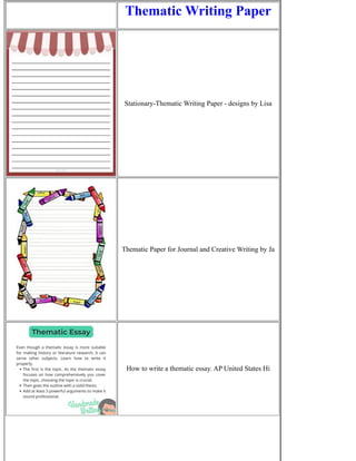 Thematic Writing Paper | PDF | Design | Fine Art