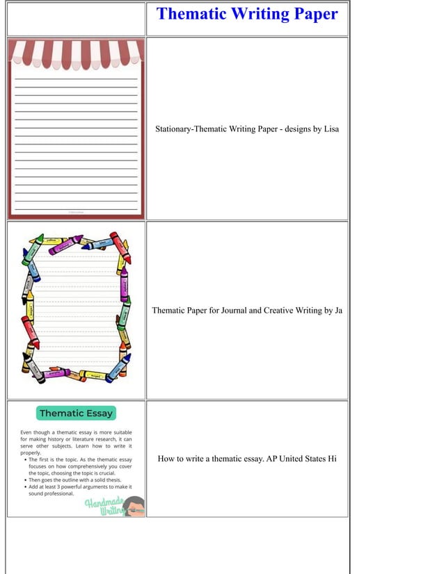 Thematic Writing Paper | PDF