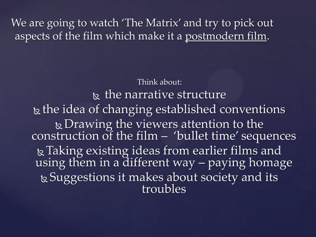 The matrix as postmodern | PPTX | Cameras and Camcorders | Consumer ...