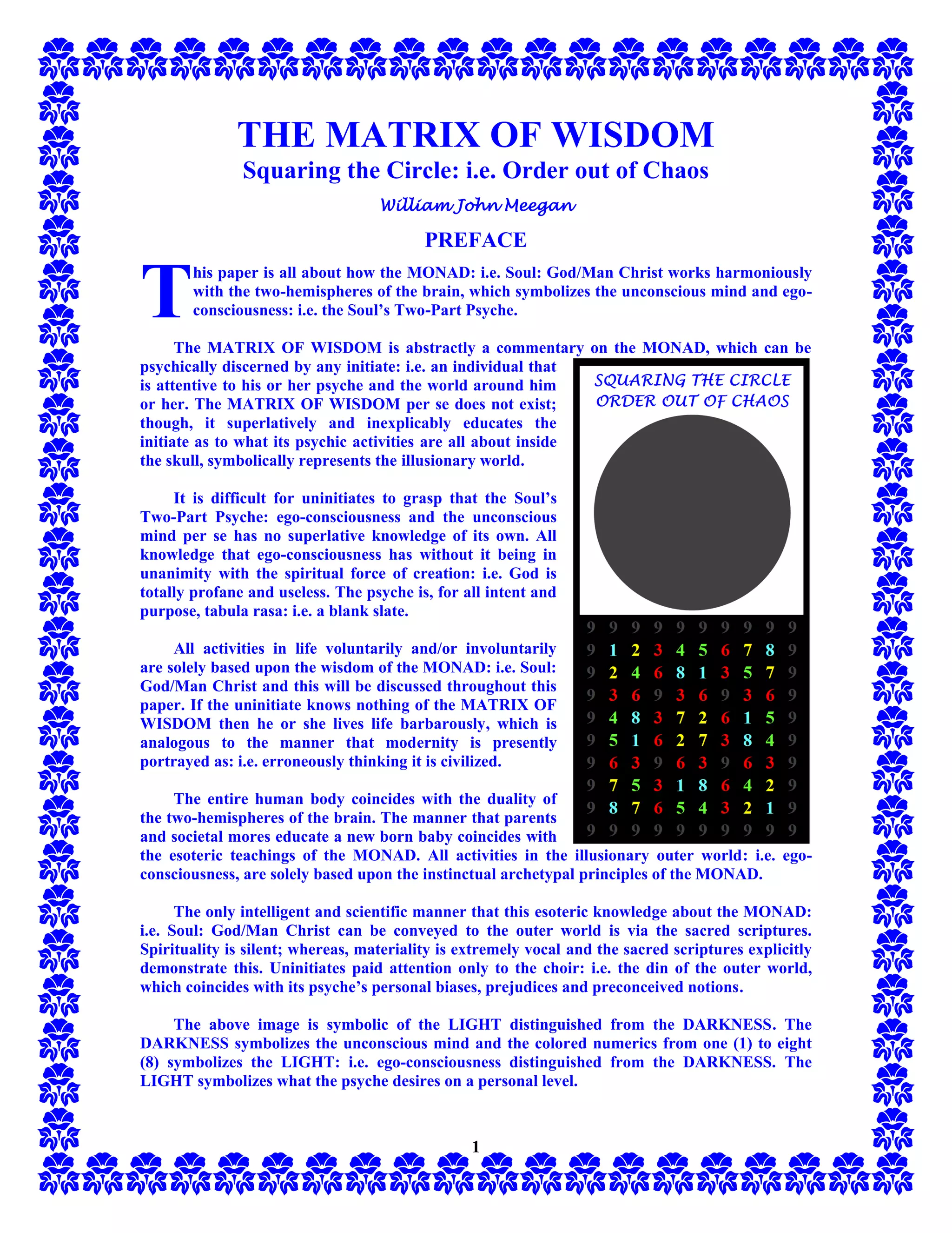 MATRIX OF WISDOM: Order out of Chaos | PDF