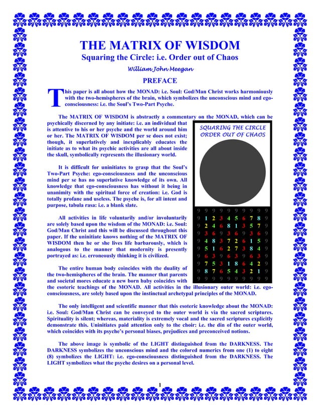 MATRIX OF WISDOM: Order out of Chaos | PDF | Christianity | Religion ...
