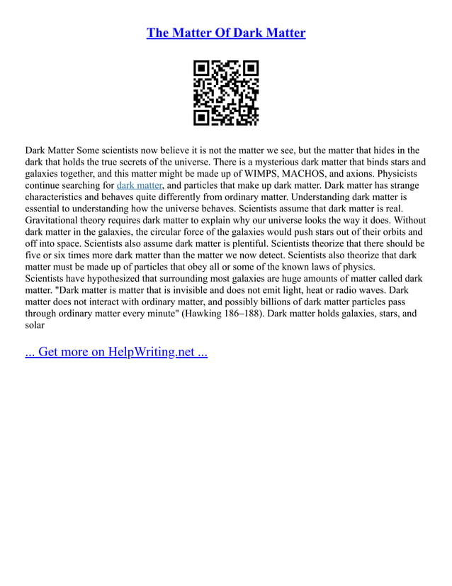 The Matter Of Dark Matter | PDF | Space and Astronomy | Science