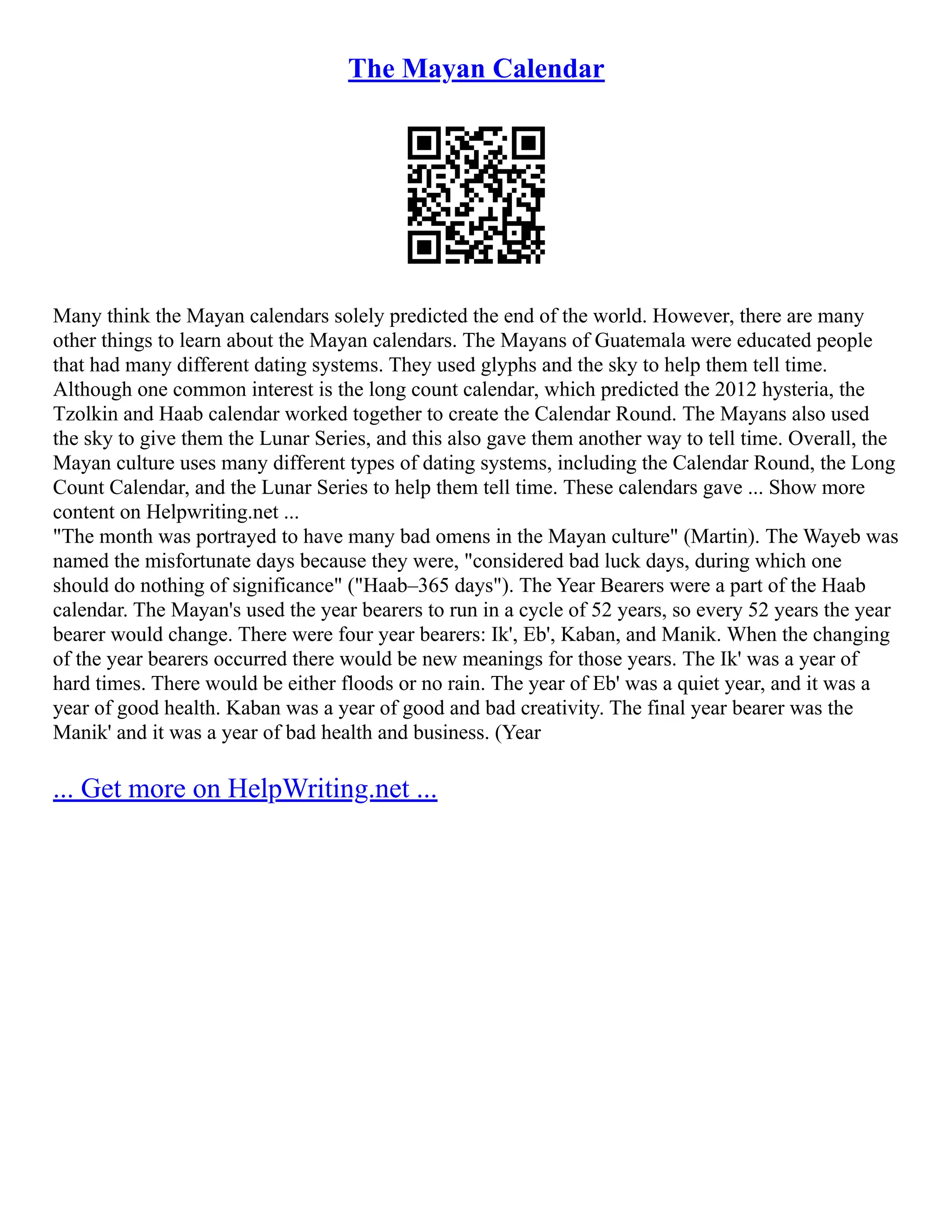 The Mayan Calendar | PDF