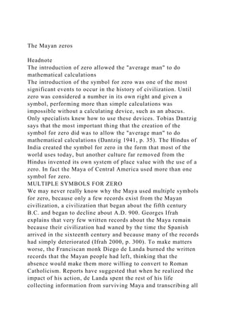 The Mayan zerosHeadnoteThe introduction of zero allowed the .docx