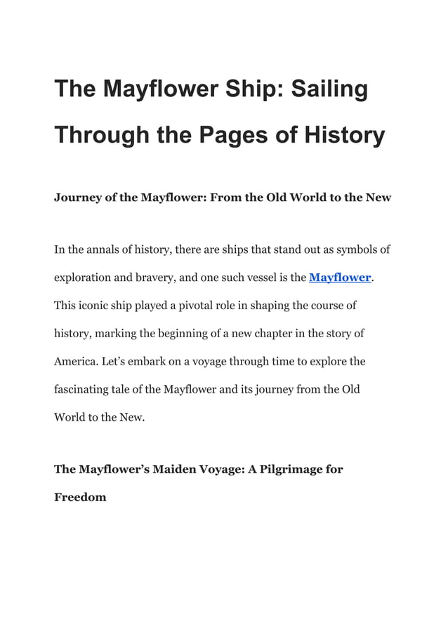 The Mayflower Ship_ Sailing Through the Pages of History.pdf | Cruises ...