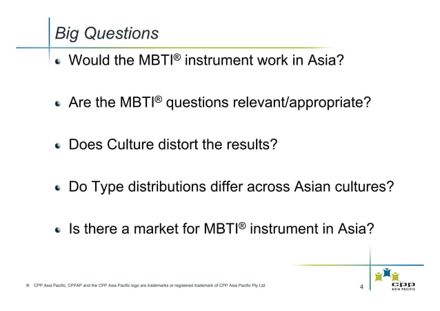 The mbti® instrument in asia | PDF