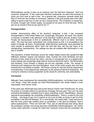 The mc donaldization of society | DOCX