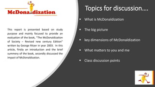 The McDonaldization of Society | PPTX