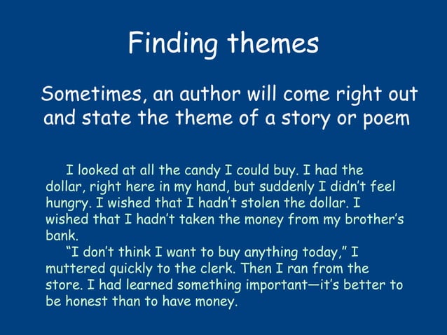 Finding the theme of a text | PPT