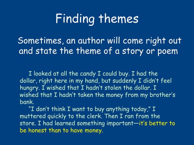 Finding the theme of a text | PPT