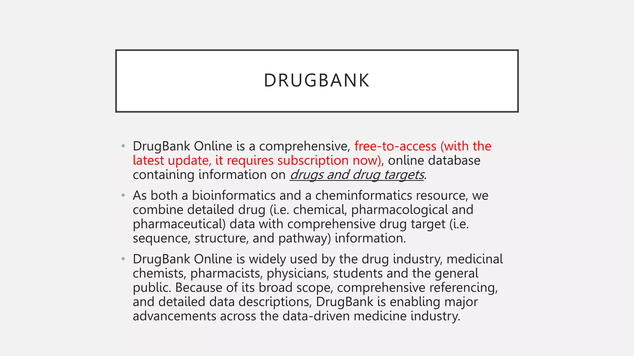 Drug Databases | PPTX