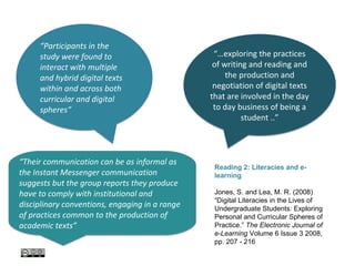 Readings on Student Experiences of E-Learning | PPT