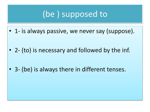 Meaning and form of Meant to vs Supposed to | PPTX
