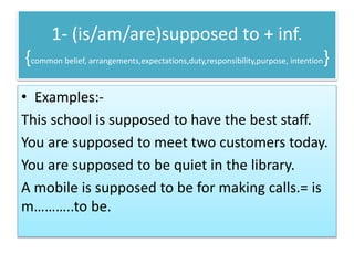 Meaning and form of Meant to vs Supposed to | PPTX