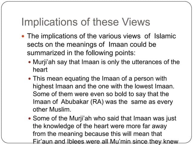 The Meaning of Iman in Islam: The Views of Islamic Sects | PPTX