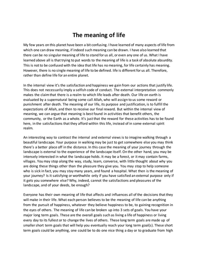 The meaning of life | PDF