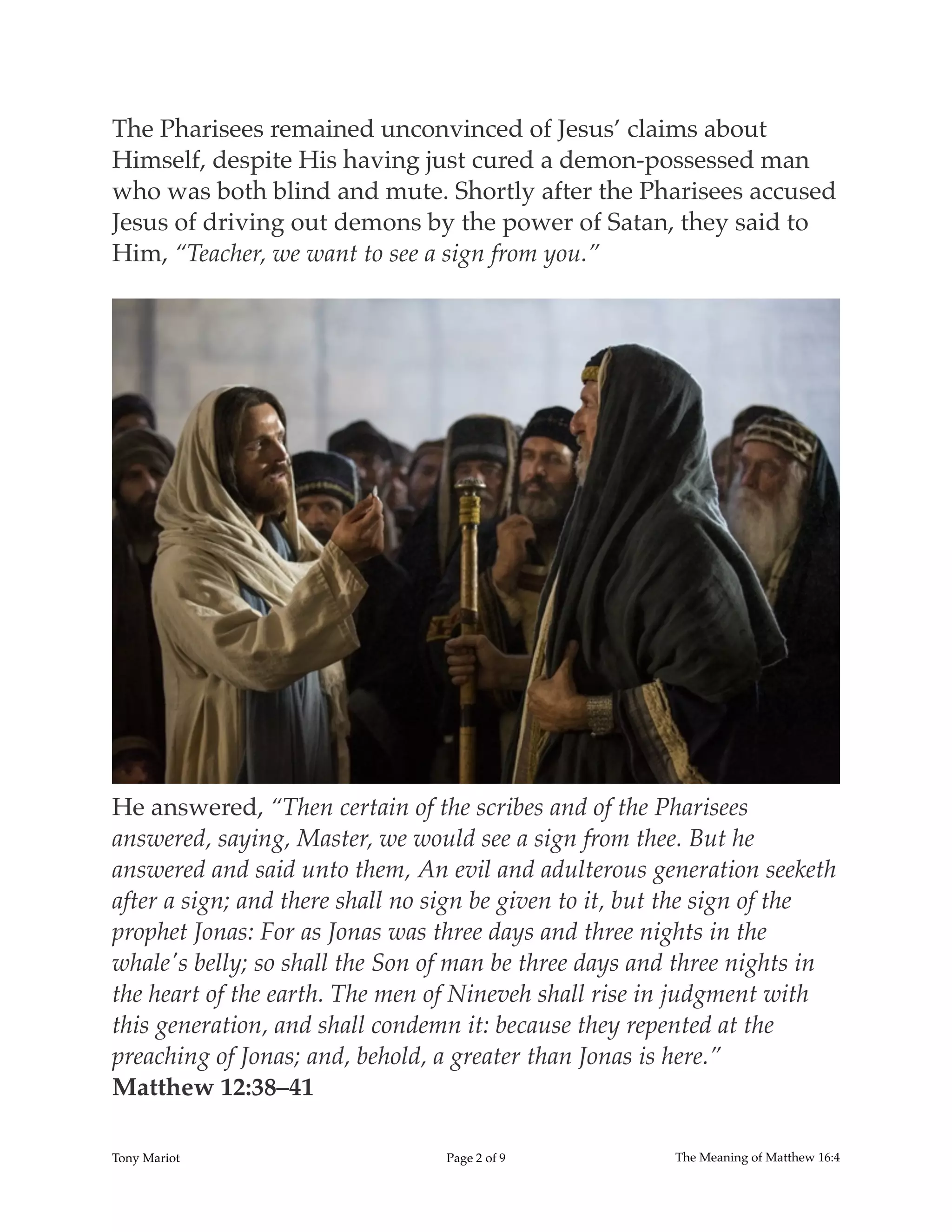 The Meaning of Matthew 16:4 | PDF