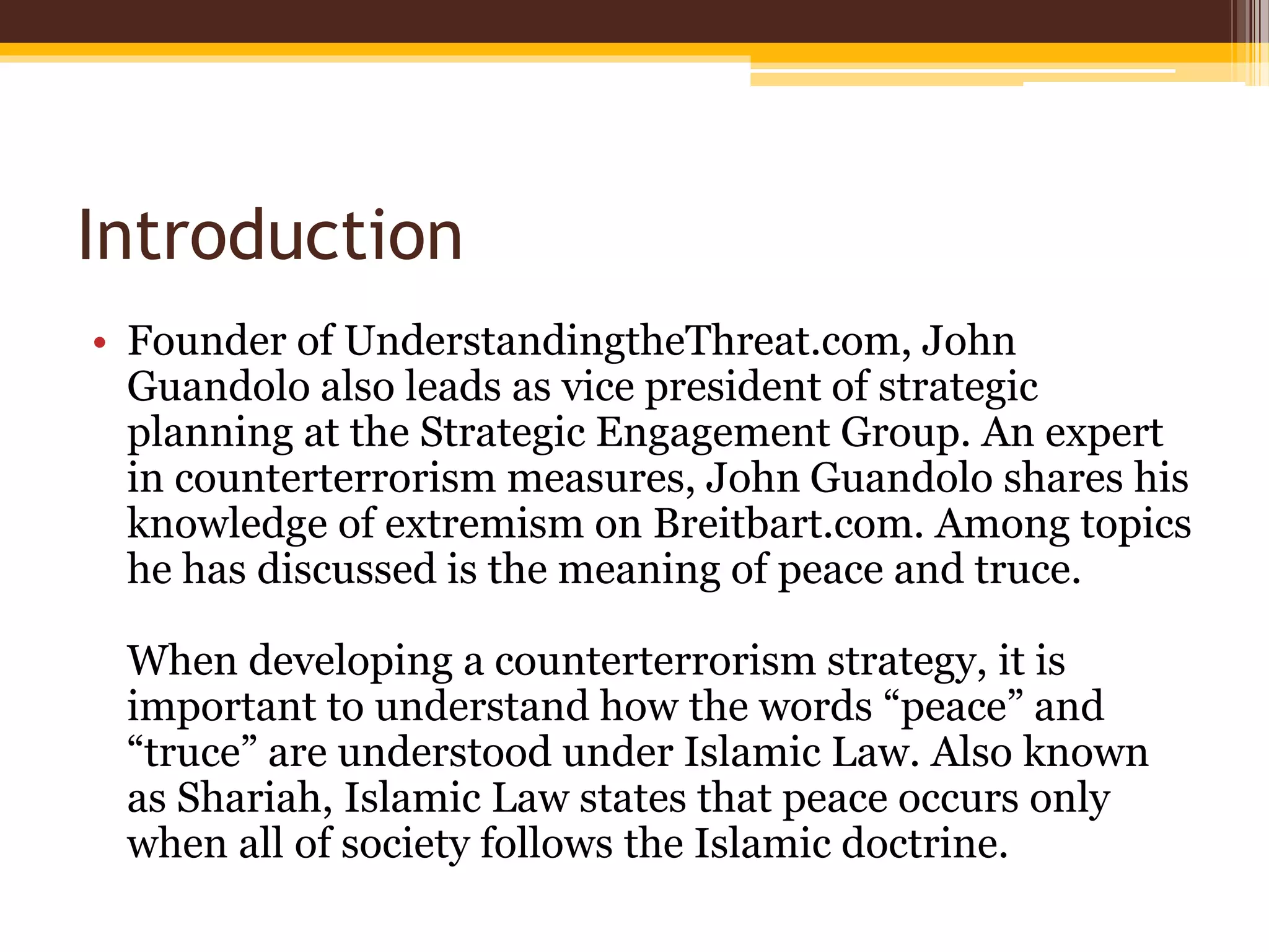 The Meaning of Peace and Truce under Islamic Law | PPTX | Terrorism ...