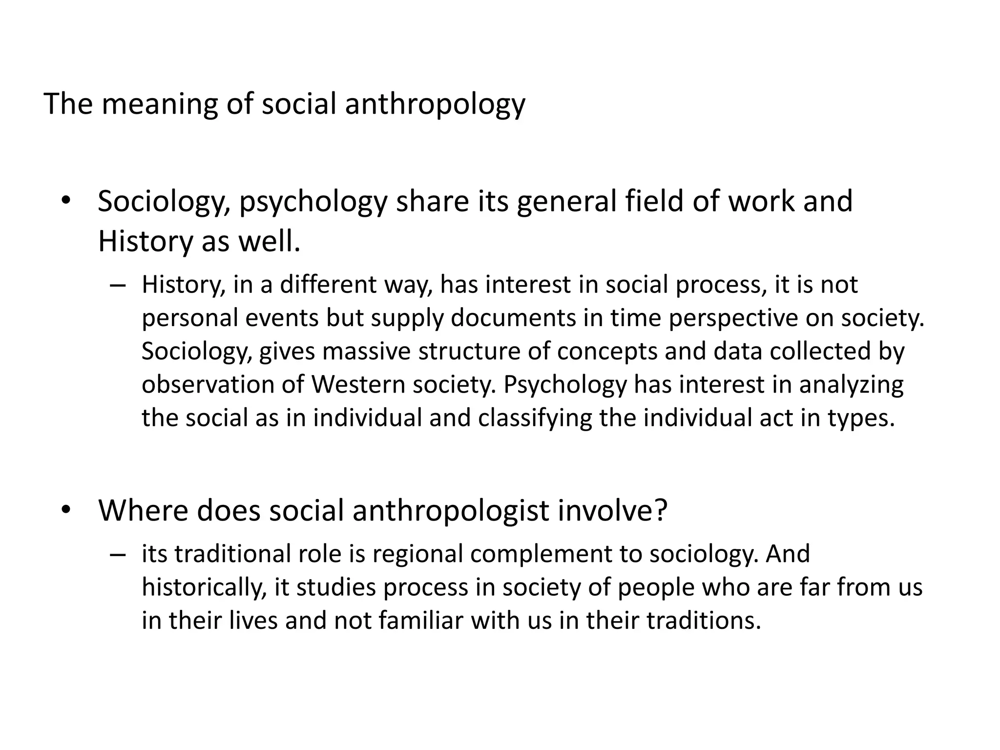 The meaning of social anthropology | PPTX