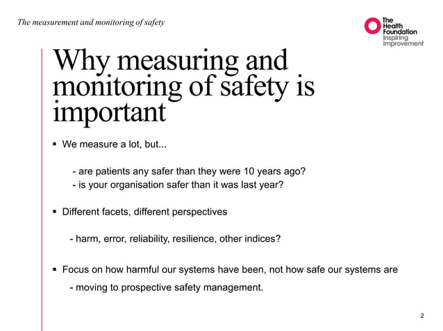 The measurement and monitoring of safety | PPTX | Healthcare Industry ...