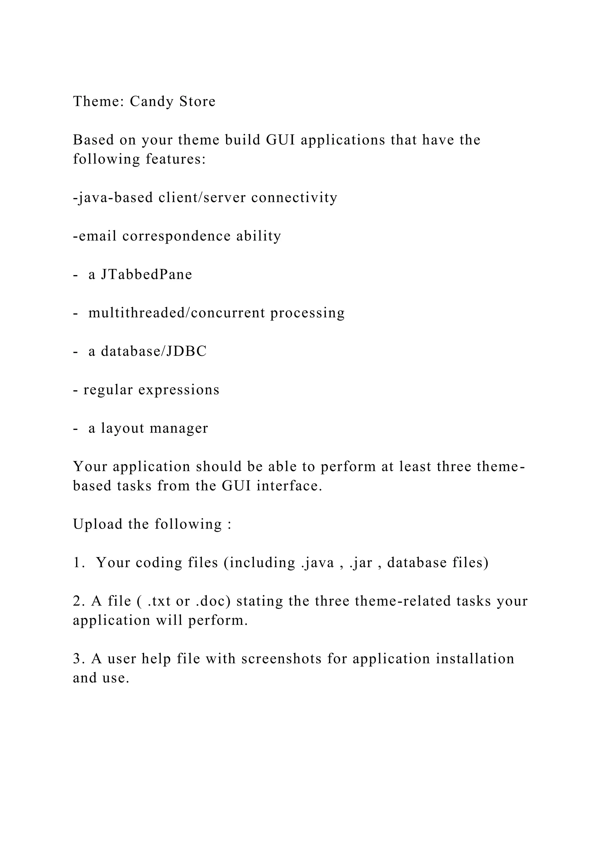 Theme Candy StoreBased on your theme build GUI applications tha.docx