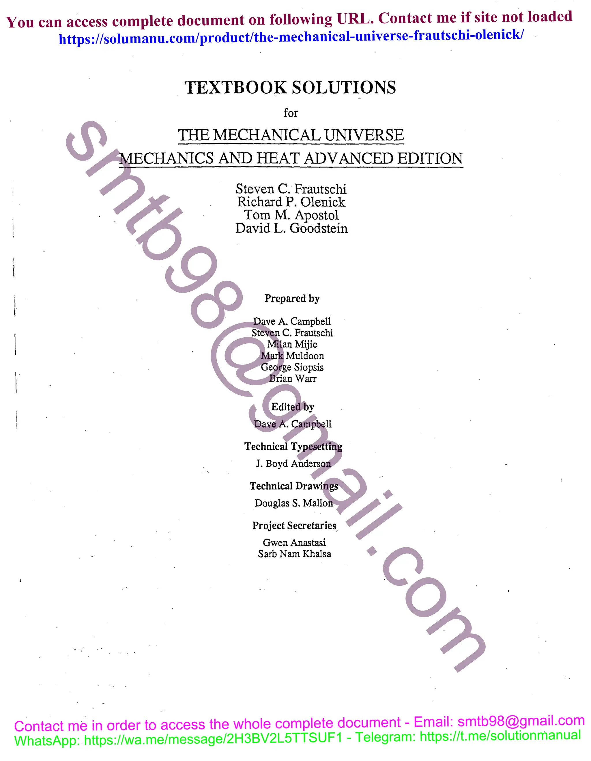 Solutions for Problems - The Mechanical Universe: Mechanics and Heat by ...