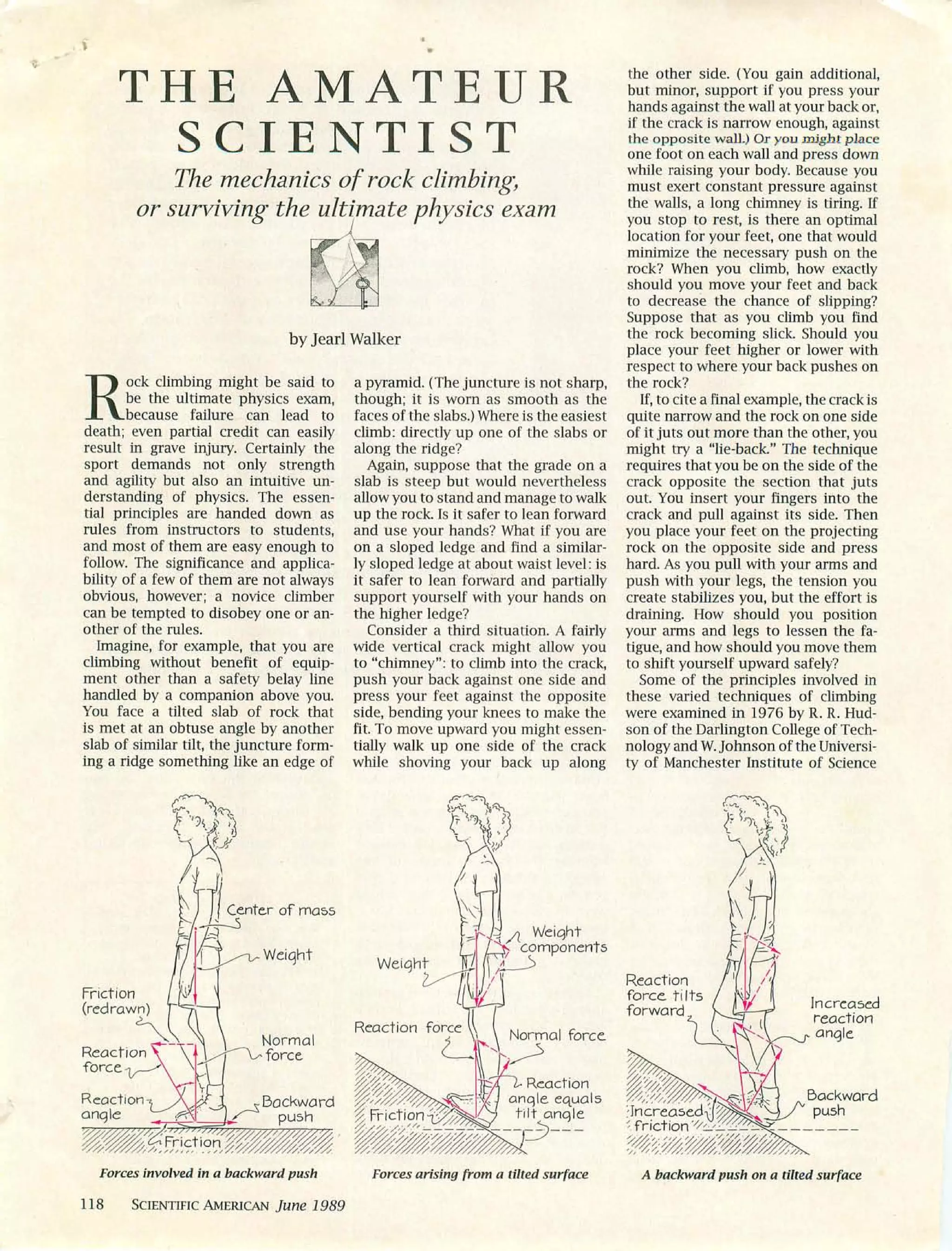 The mechanics of rock climbing the amateur scientist | PDF