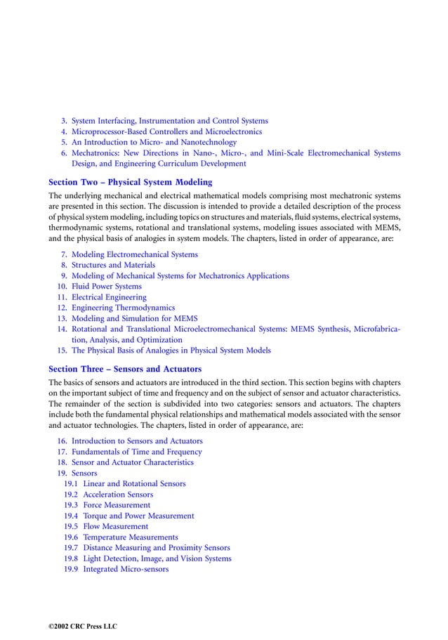 The Mechatronics Handbook provides step by step approach towards ...