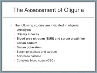 The Medical Assessment and Management of Oliguria | PPTX
