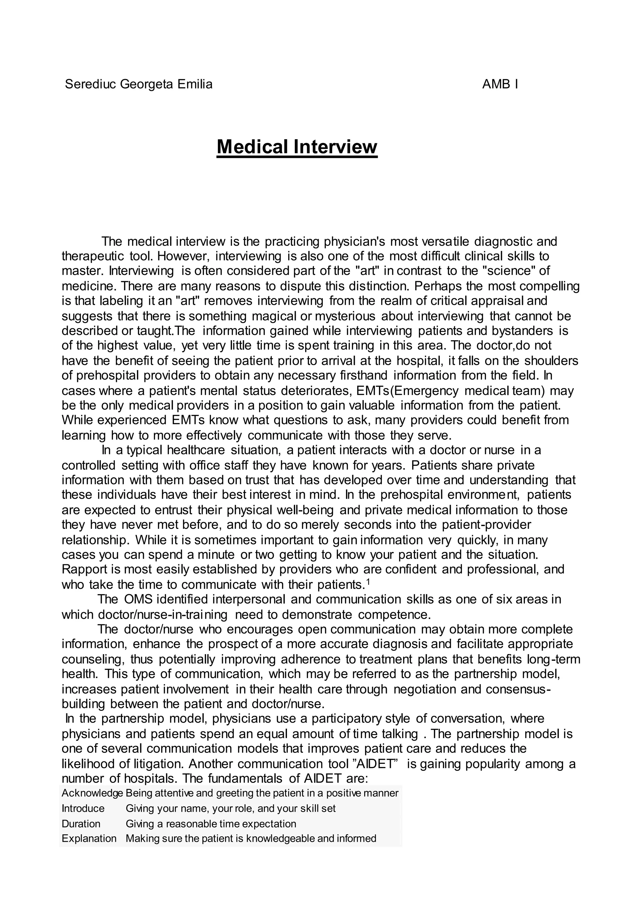 The medical interview | DOC