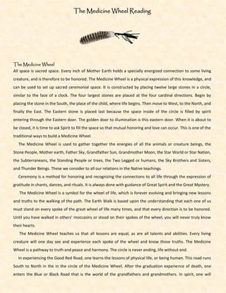 The Medicine wheel reading sample | PDF