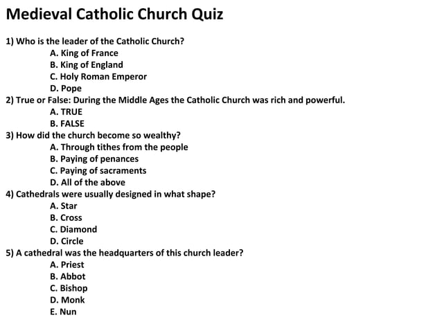 The medieval catholic church | PPT