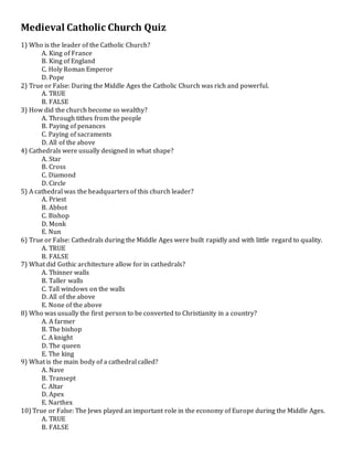 The Medieval Catholic Church article | DOCX