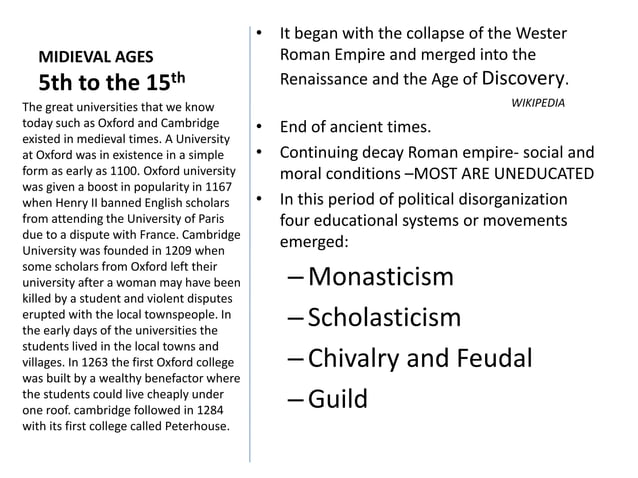 The medieval education (monastic, scholastic, chivalric) | PPTX ...