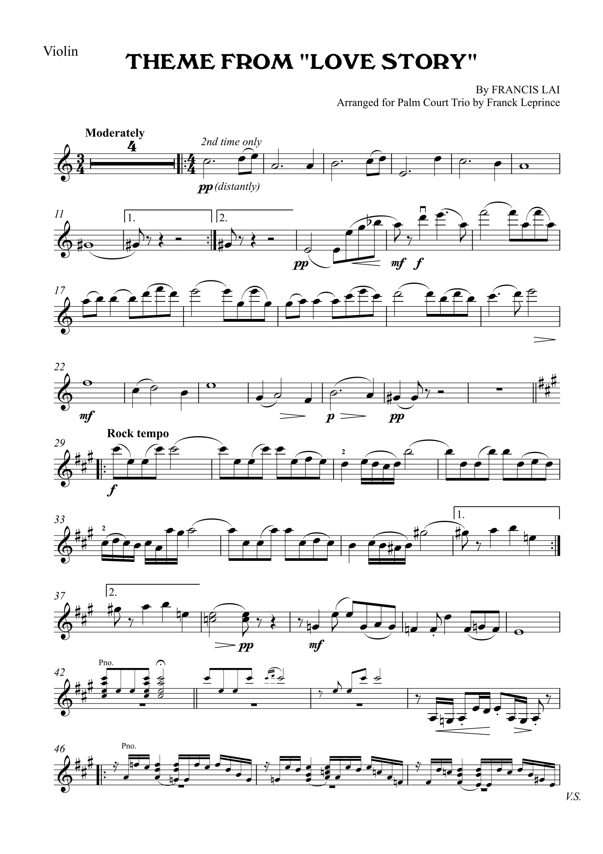 Theme from 'Love Story' (with variations from the film) pct violin | PDF