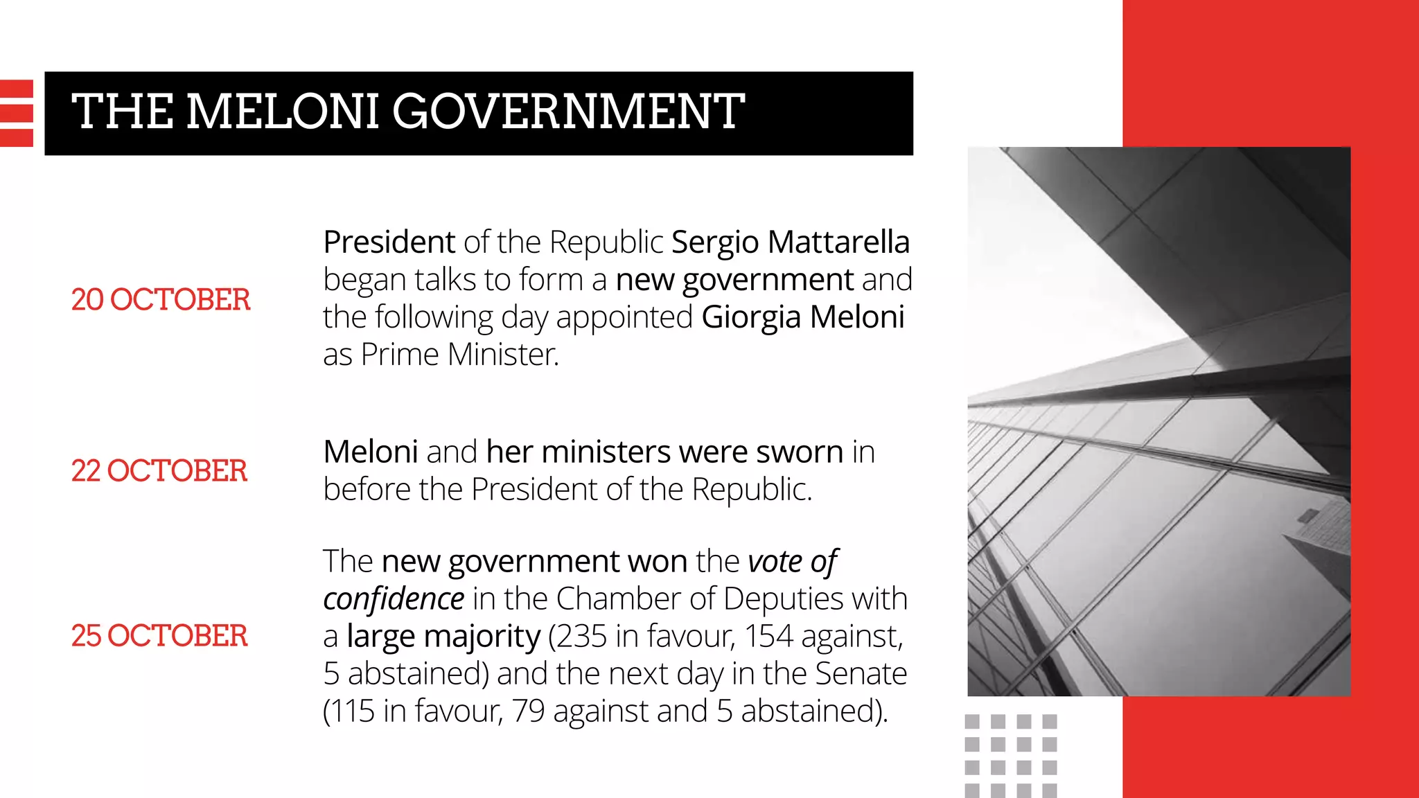 THE MELONI GOVERNMENT | PPT