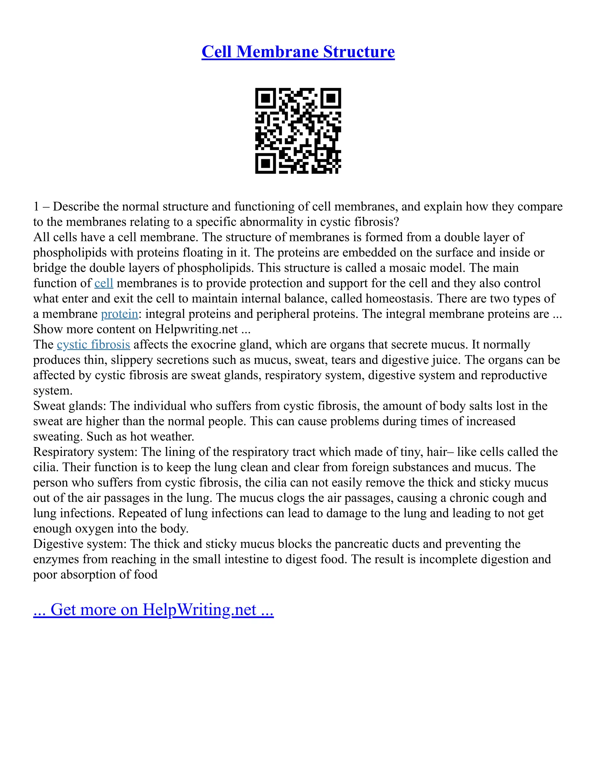 The Membrane Of A Eukaryotic Cell | PDF