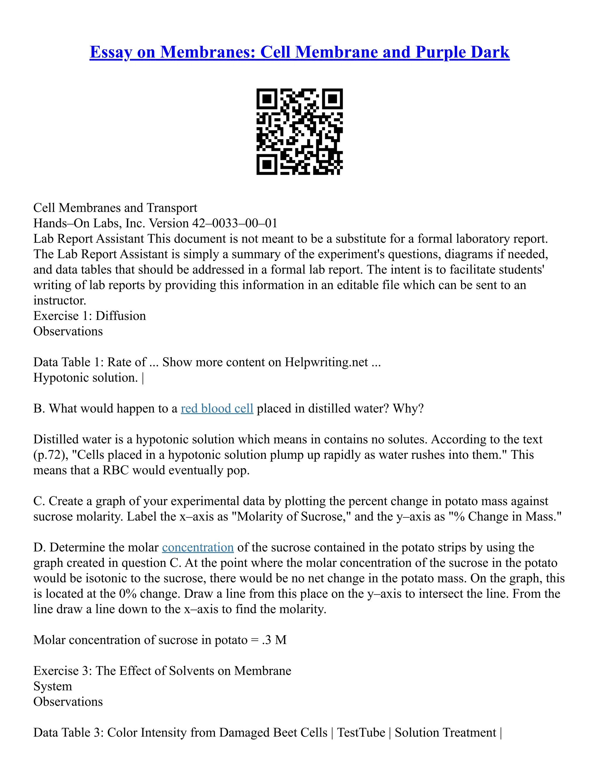 The Membrane Of A Eukaryotic Cell | PDF
