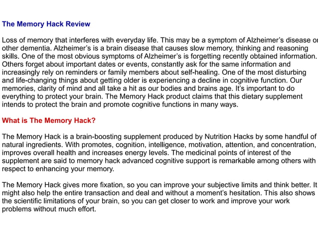 The memory hack | PPT