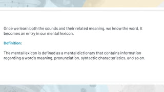 The Mental Lexicon.pdf The Mental Lexicon The Mental Lexicon | PDF