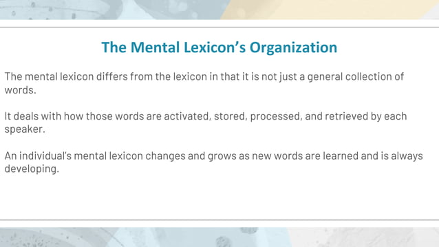 The Mental Lexicon.pdf The Mental Lexicon The Mental Lexicon | PDF