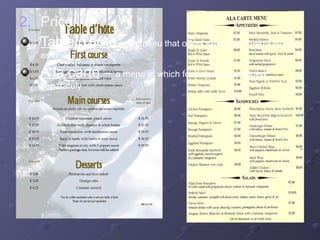 The Menu Lesson 2-3.pptx on know how of menu and menu planning | PPTX