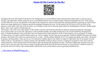 Theme Of The Catcher In The Rye | PPT