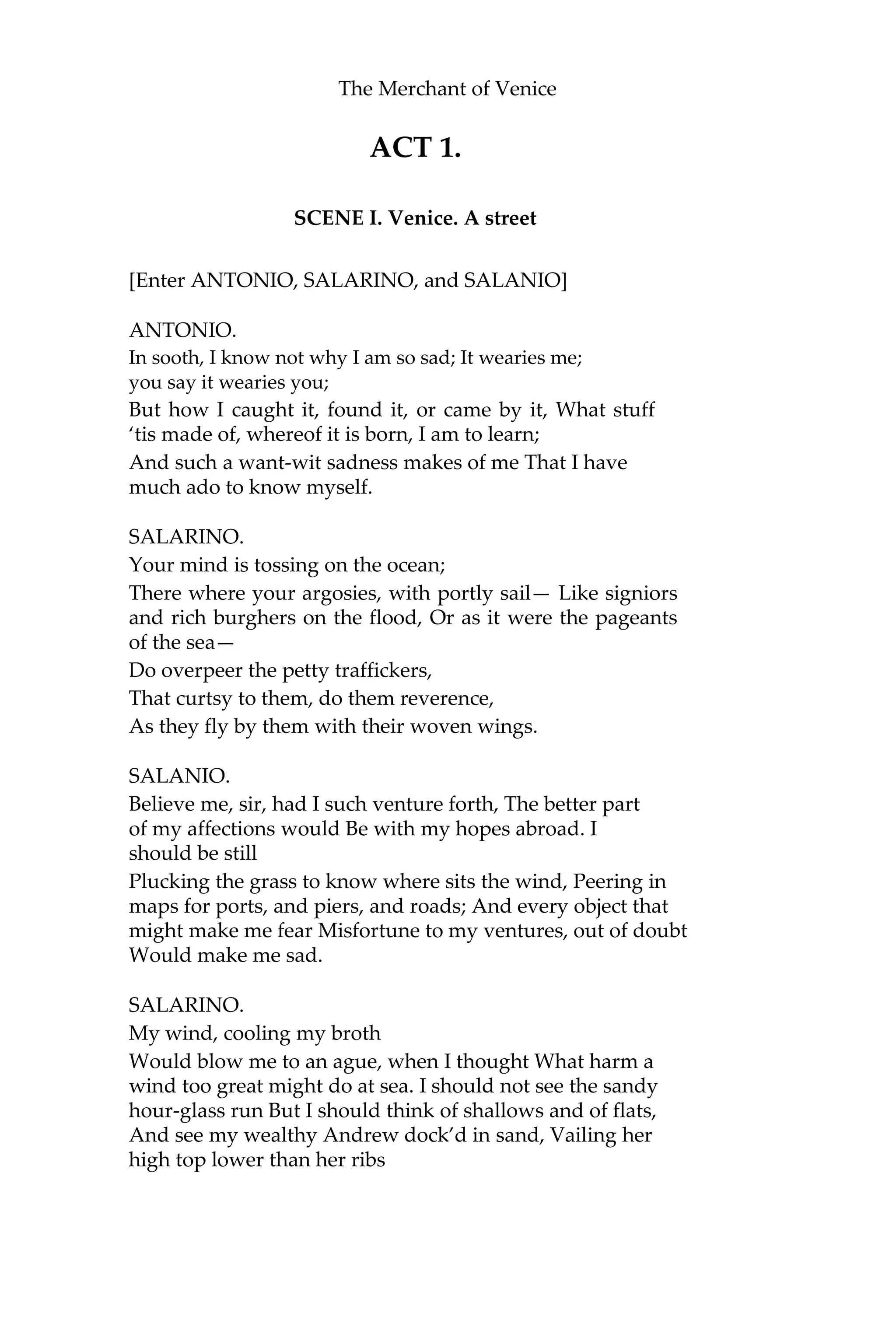 The merchant of venice - william shakespeare | PDF