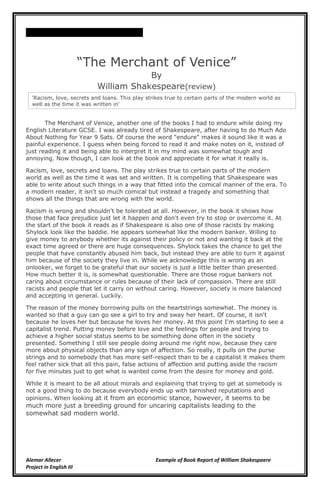 The merchant of venice by william shakespeare | DOCX