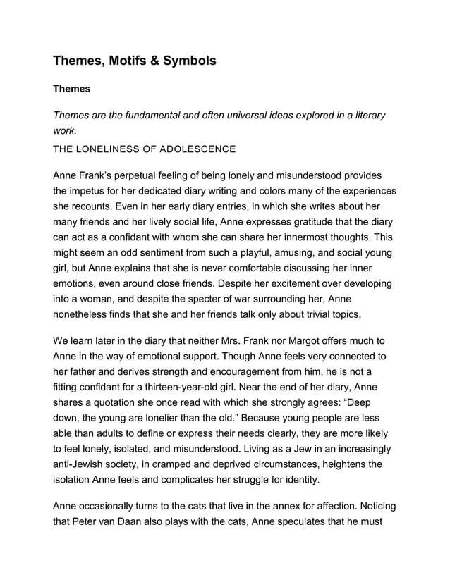 Anne Frank Themes | PDF