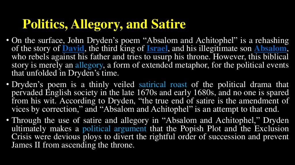 Thematic Study of Absalom and Achitophel - John Dryden | PPTX