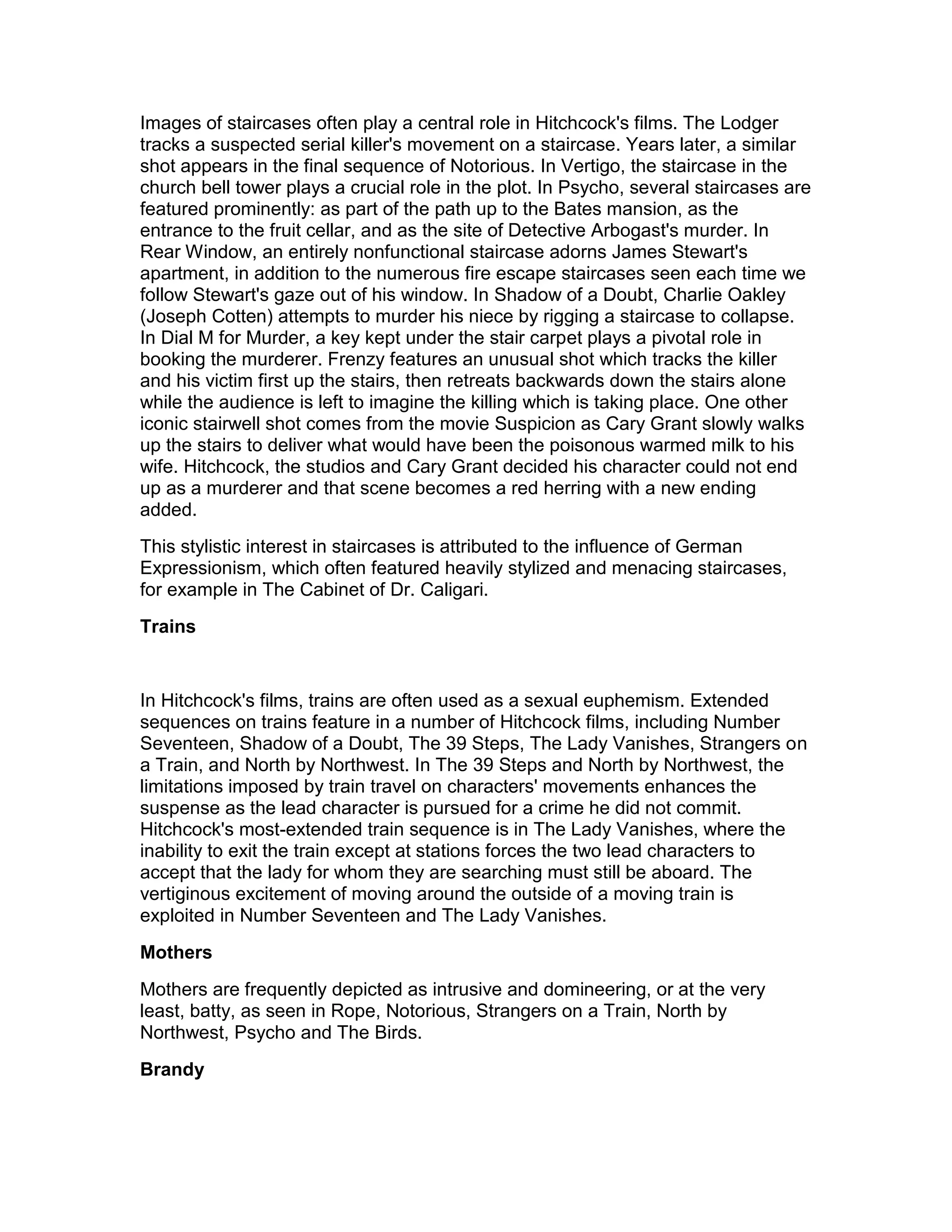 Themes and plot devices in the films of alfred hitchcock | DOCX