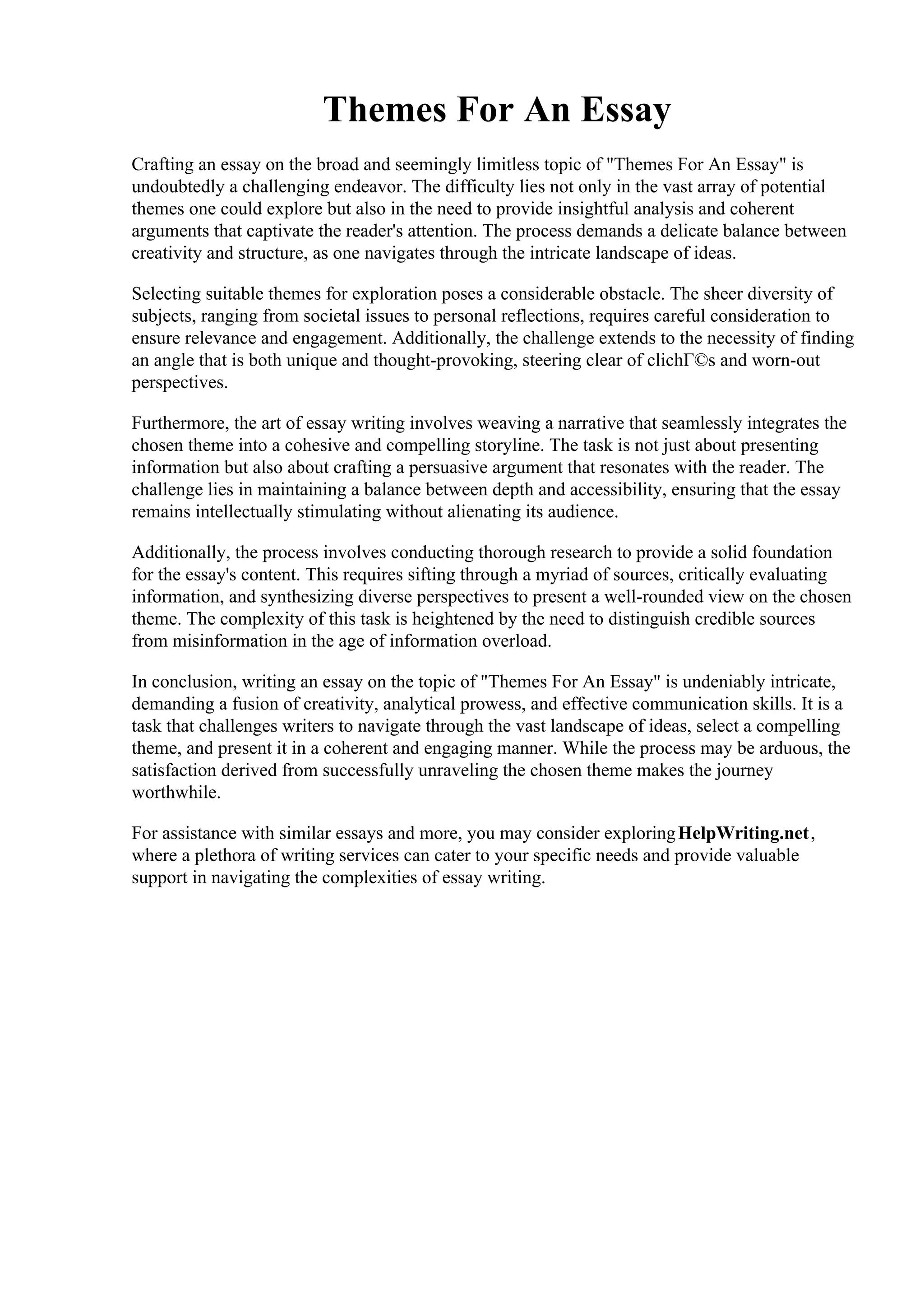 Themes For An Essay. Formal theme writing sample. Example Of Informal ...