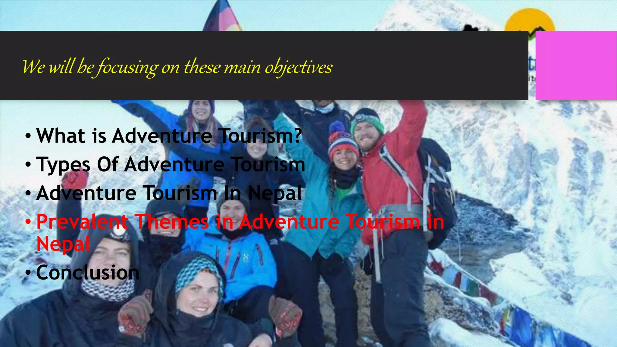 Prevalent Themes of adventure tourism in Nepal. | PPT